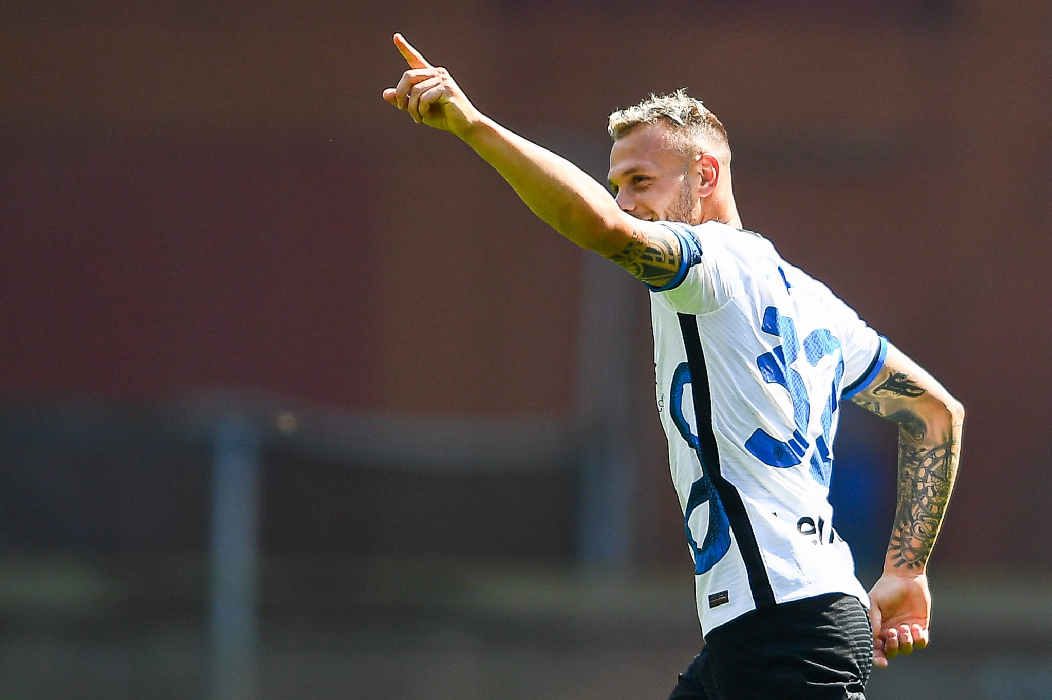 Photo - Inter Defender Federico Dimarco Celebrates Goal & Win In Italy ...